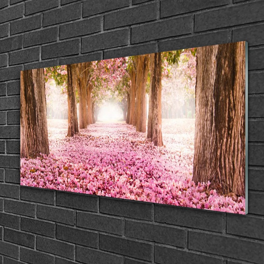 Obraz na skle Strom Růže Květiny Příroda 125x50 cm
