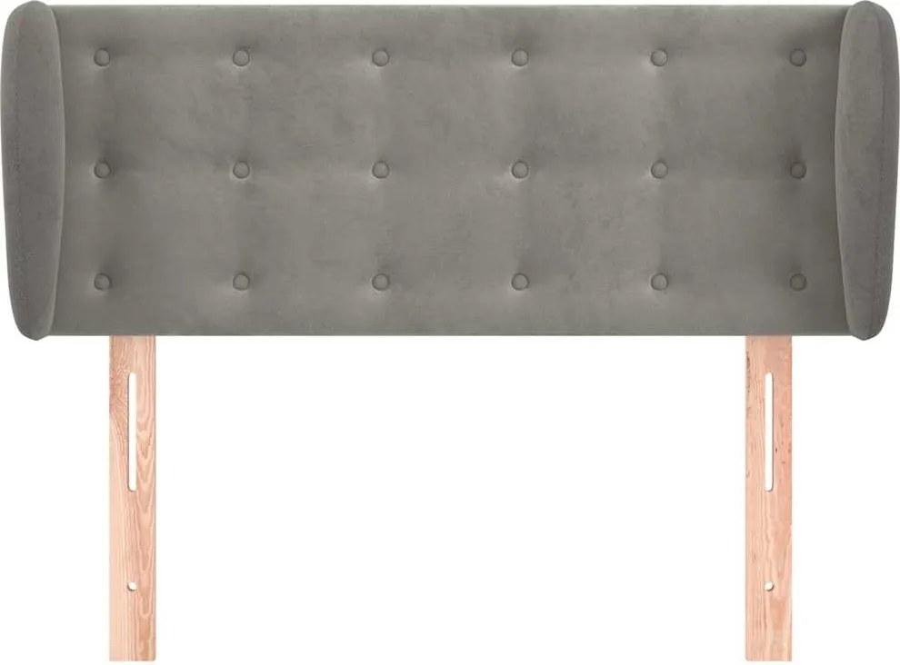 Čelo postele typu ušák světle šedé 103x23x78/88 cm samet 3117620