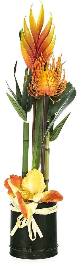 Aranžmá umělých květin Helicarie a bambusu