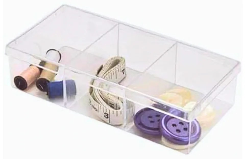 Arte Regal Organizér na drobnosti, 3 přihrádky, s víkem, transparentní CURAPROX, 20x7x4