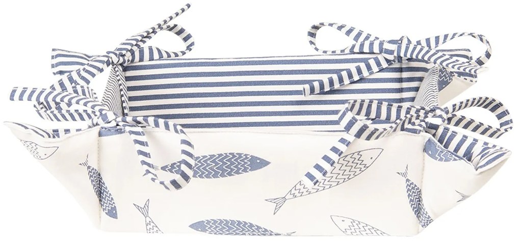 Bavlněný oboustranný košík na pečivo Nautical Fish - 35*35*8 cm