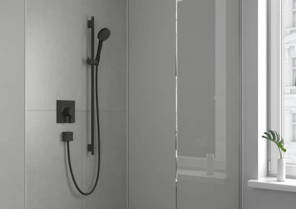 Hansgrohe Unica, S Puro sprchová tyč 900 mm se sprchovou hadicí Isiflex 1600 mm, matná černá, HAN-28631670