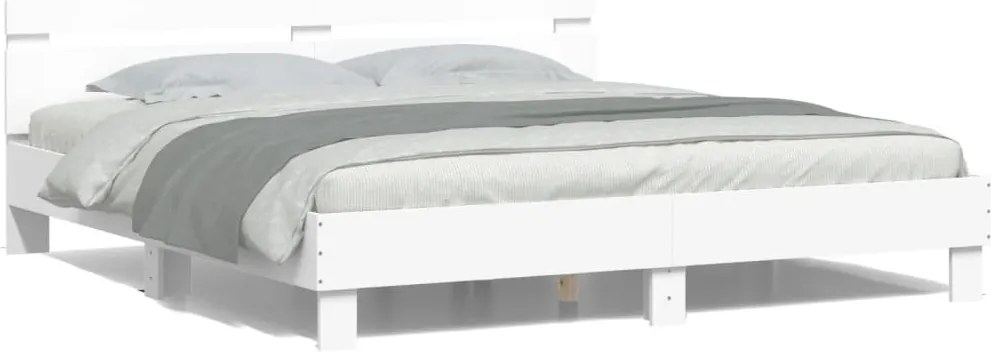 Rám postele s čelem a LED osvětlením bílý 200 x 200 cm 3207518