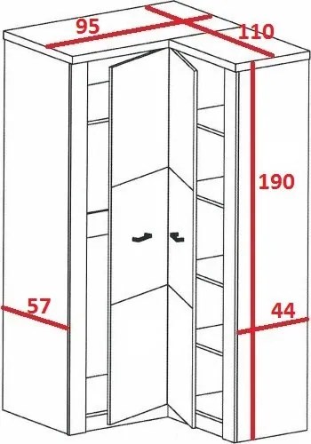 Casarredo - Komfort nábytek Rohová šatní skříň TADEÁŠ T-25 dub lefkas | Provedení: police nalevo