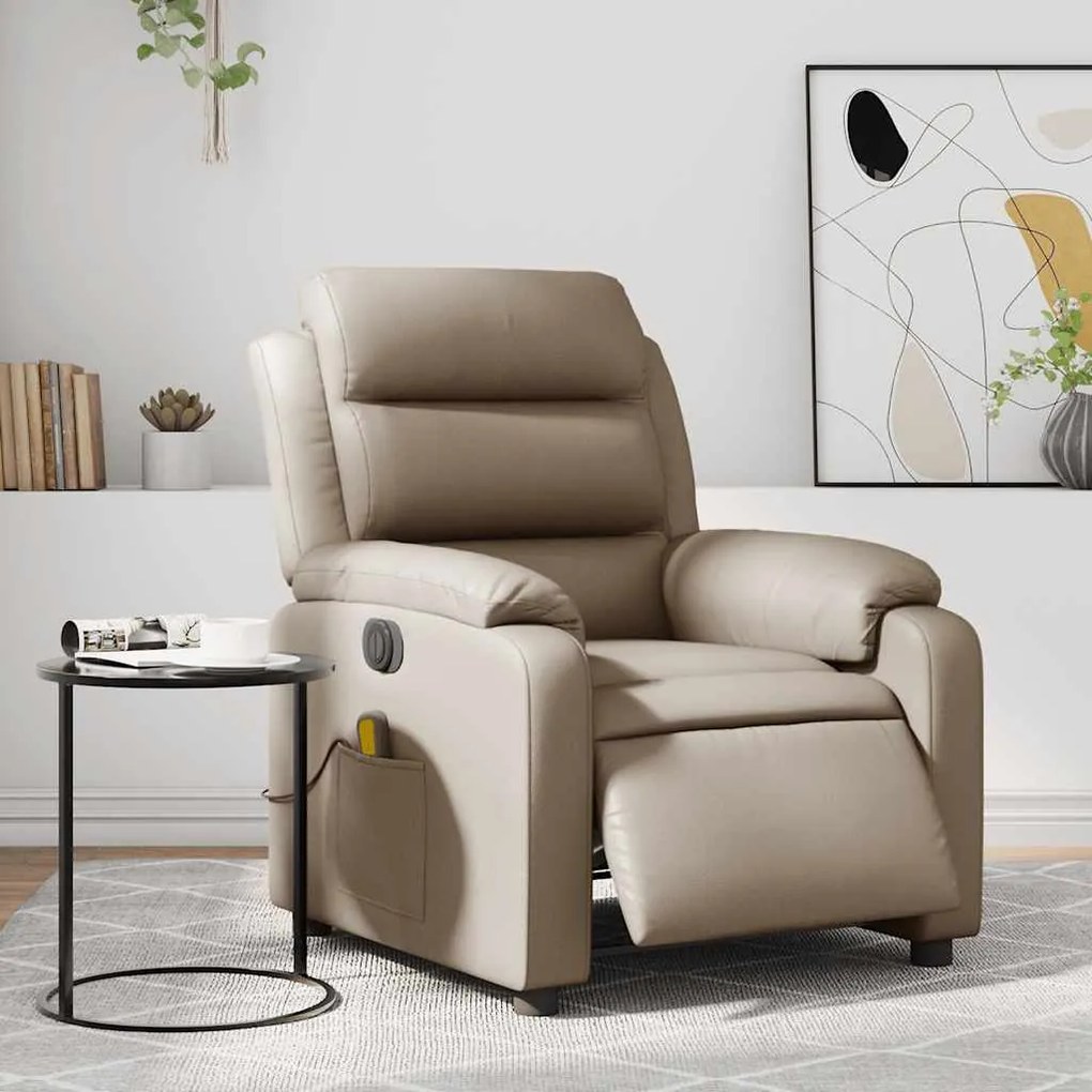 Elektrické masážní polohovací křeslo cappuccino umělá kůže 3205041