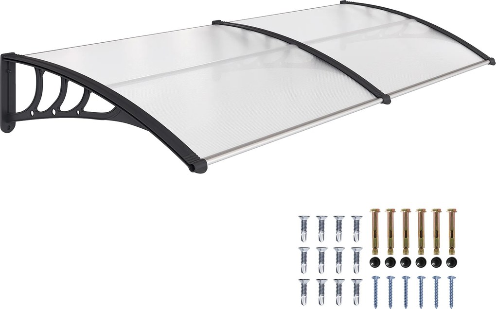 Stříška Outsunny na vchodové dveře 75x195x23 cm stříška z 5mm polykarbonátu, ochrana proti slunci a dešti pro venkovní použití, hliníková průhledná |…