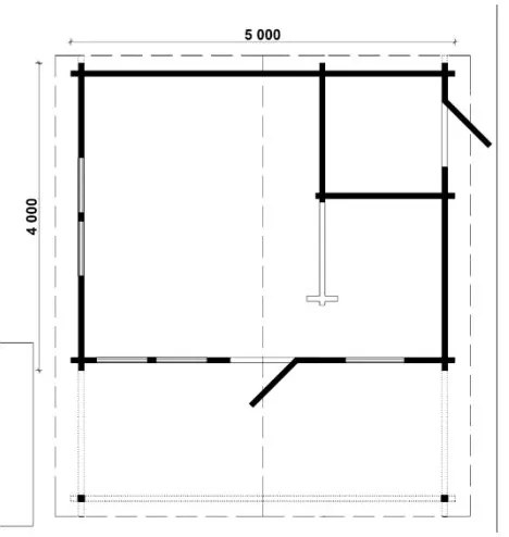 Domek Grace B 500x400cm, 2 pokoje, 2m přístřešek, 70mm