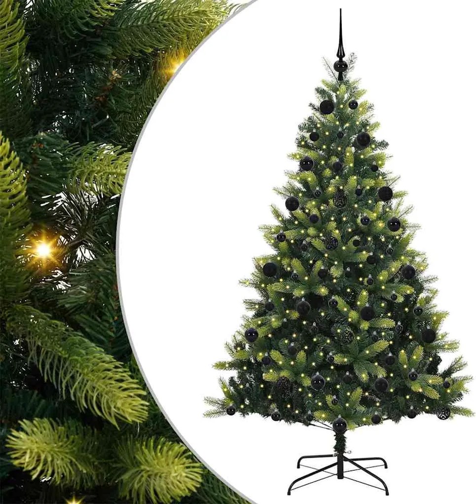 Umělý skládací vánoční stromeček 300 LED Zelená 210 cm PVC a PE 3396001