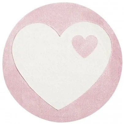 Dětský kulatý koberec - Srdce barva: růžová