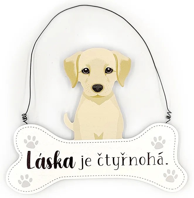 Domov&Mazlíci Dřevěná cedulka kostička Láska je čtyřnohá