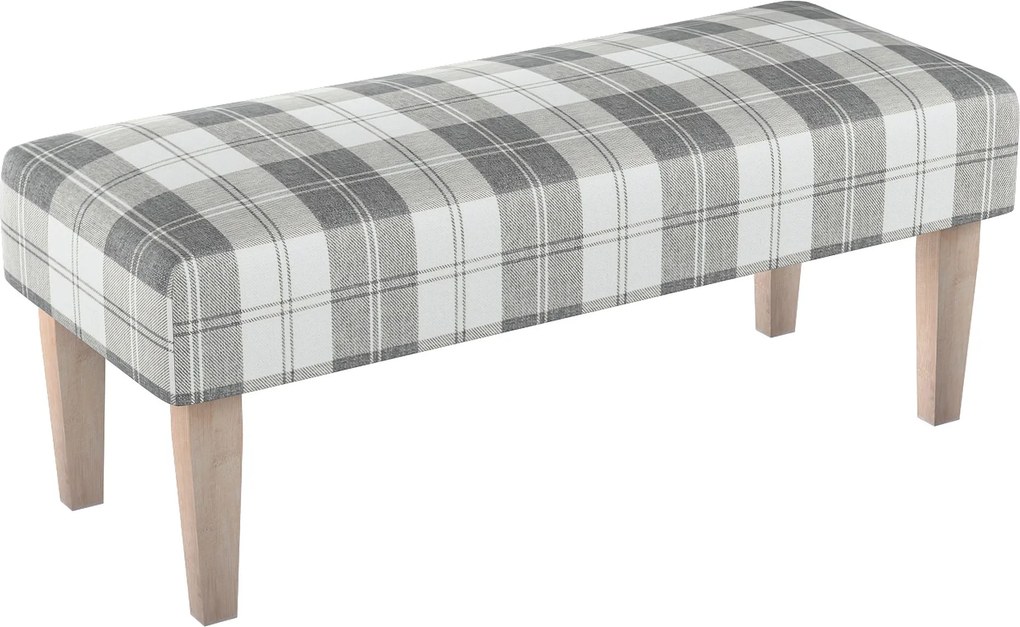 Dlouhá lavička 100x40cm barva šedá látka pletený vzor, vzorované