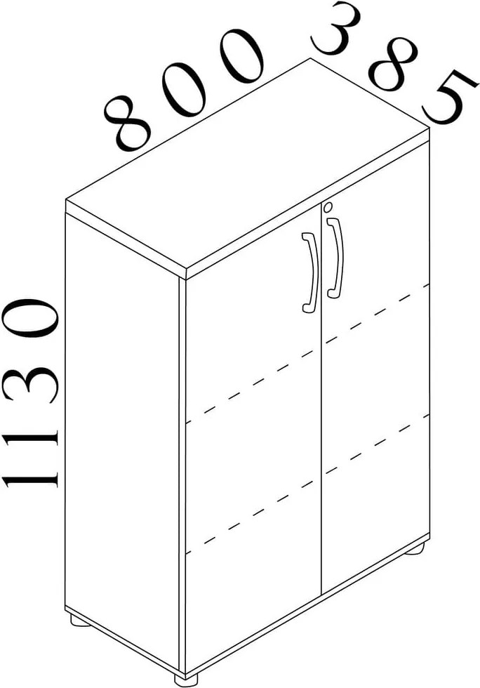 Střední skříň Visio LUX 80 x 38,5 x 113 cm, dub