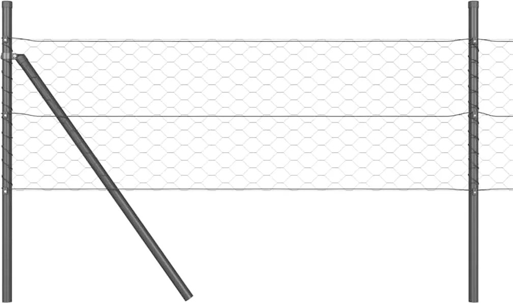 Hexagonální kotvení plotu 25 x 0,6 m Ocel potažená PVC Šedá 3352808