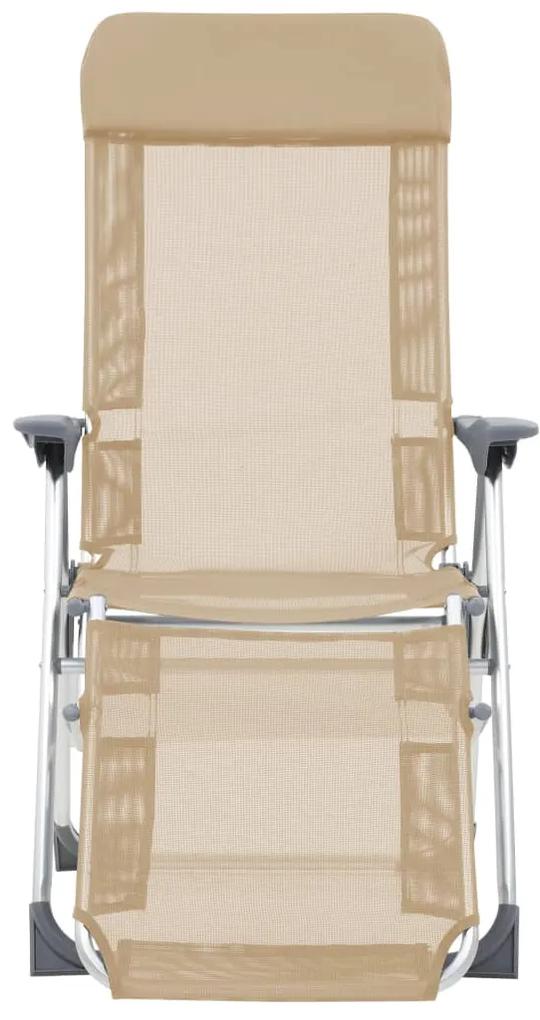 Skládací kempingové židle s podnožkami 2 ks krémové textilen - Default Title