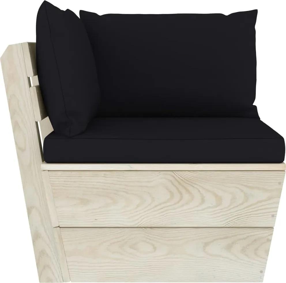 vidaXL 7dílná zahradní sedací souprava z palet + podušky smrkové dřevo [3063595] Barva: Černá