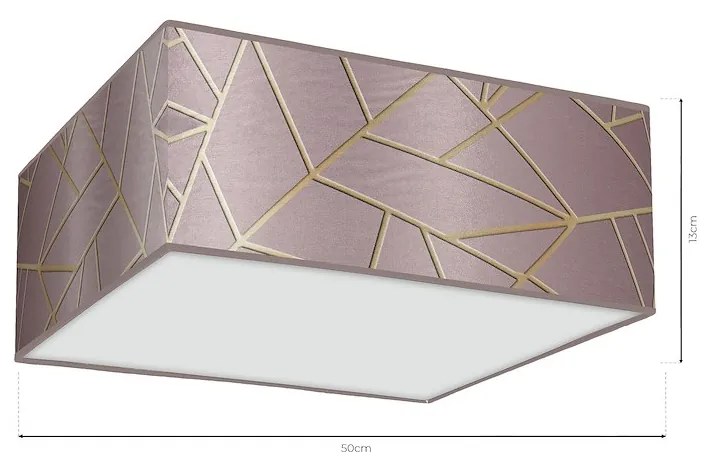 Stropní svítidlo Ziggy Square, 1x růžové/zlaté textilní stínítko, (bílé plexisklo), (50 cm)