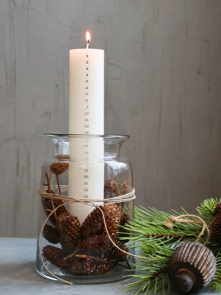 Bílá adventní svíčka s čísly 1- 24 Advent Candle - Ø 5*25cm / 60h