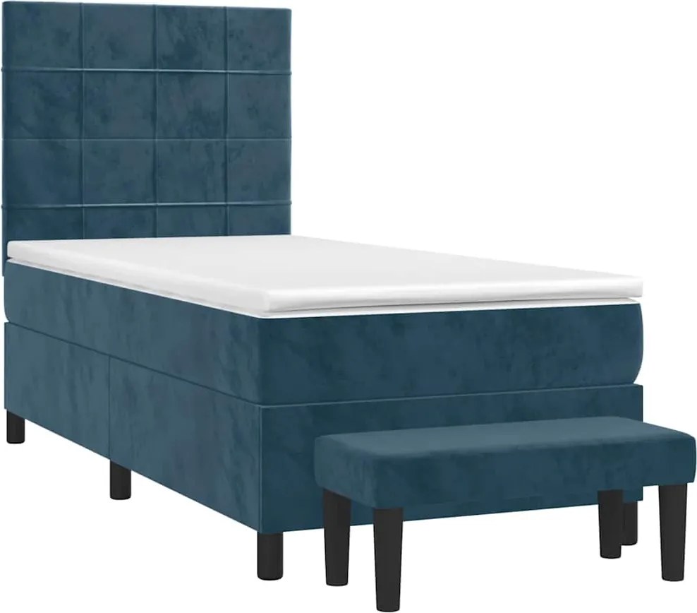 Box spring postel s matrací tmavě modrá 90x200 cm samet 3137825