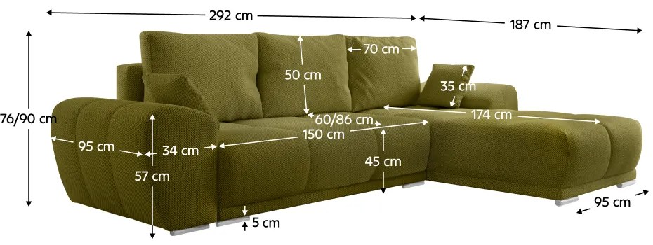 Kondela Univerzální sedací souprava, olivová, KERIM ROH