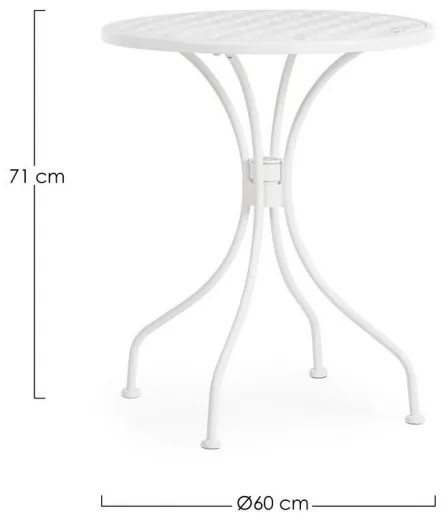 BIZZOTTO kulatý zahradní kovový stůl LIZETTE bílý ø60 cm 0802969