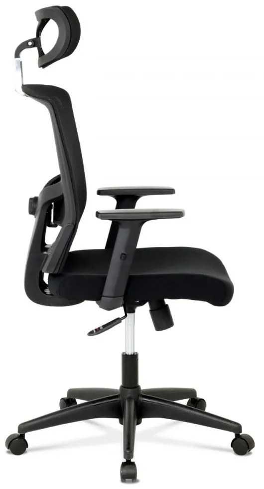 Kancelářská židle s podhlavníkem, potah černá látka a síťovina mesh, houpací mec KA-B1013 BK