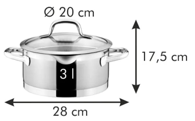 Kastrol PRESIDENT s cedicí poklicí ø 20 cm, 3,0 l