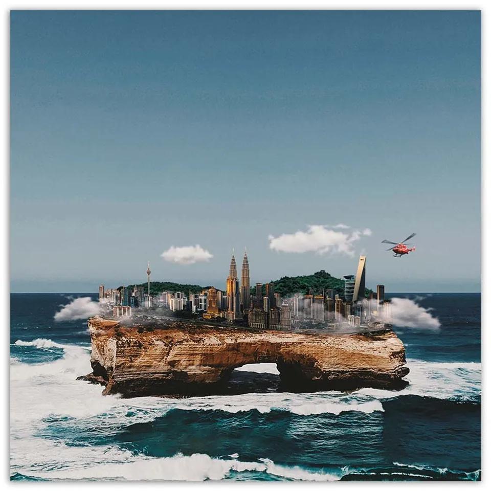 Gario Obraz na plátně Město na břehu oceánu - Zehem Chong Rozměry: 30 x 30 cm