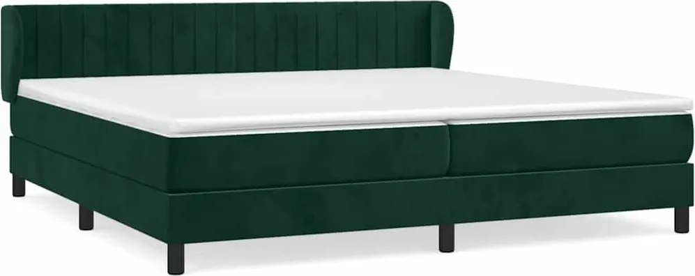Box spring postel s matrací tmavě zelená 200x200 cm samet 3131102