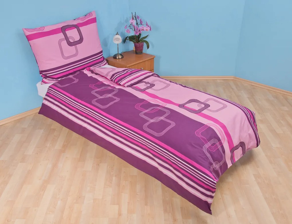Brotex Přehoz přes postel dvoulůžkový Čtverce fialové, Výběr rozměru: 240x200cm