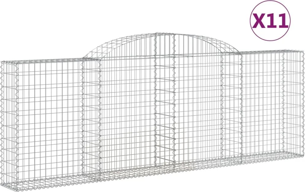 Klenuté gabionové koše 11ks 300x30x100/120cm pozinkované železo 3146530