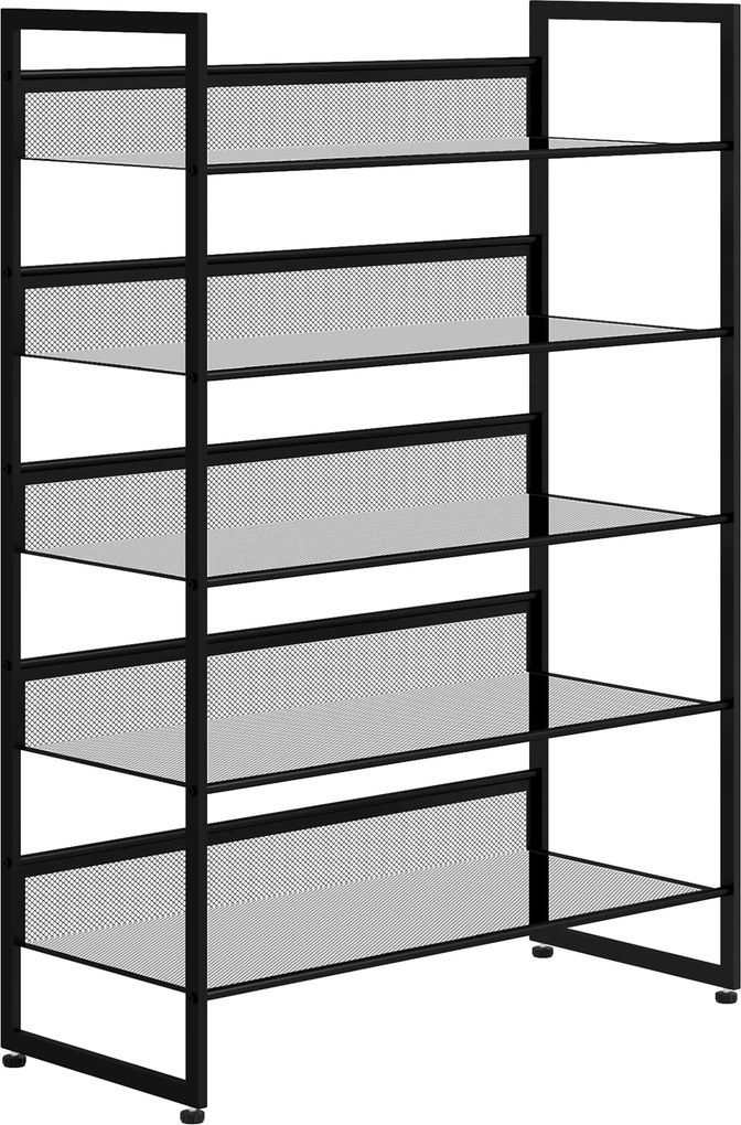 HOMCOM Stojan na boty, pětiúrovňový stojan na boty, stojan na boty pro max. 15 párů bot, organizér na boty s madlem, ocel, 72 cm x 30 cm x 102 cm