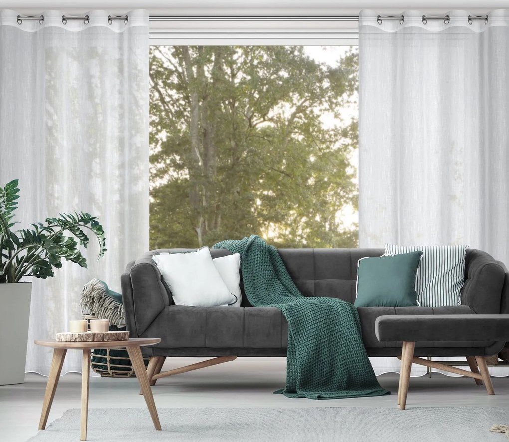 ZÁCLONA NA KROUŽCÍCH ANNA 140X250 CM BÍLÁ