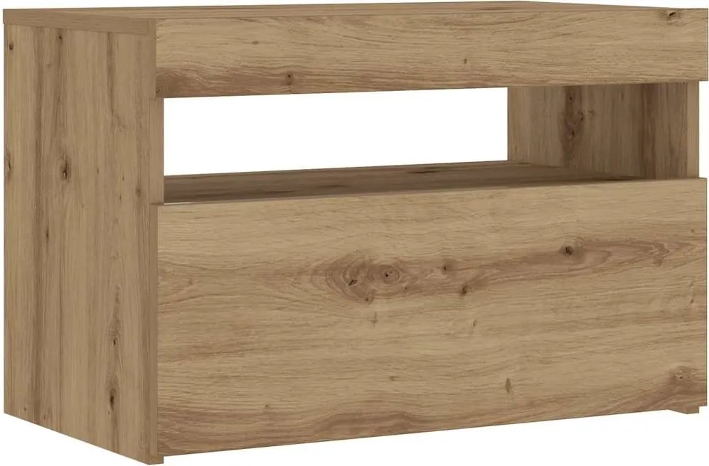 Noční stolek s LED dub artisan 60 x 35 x 40 cm kompozitní dřevo 3329176