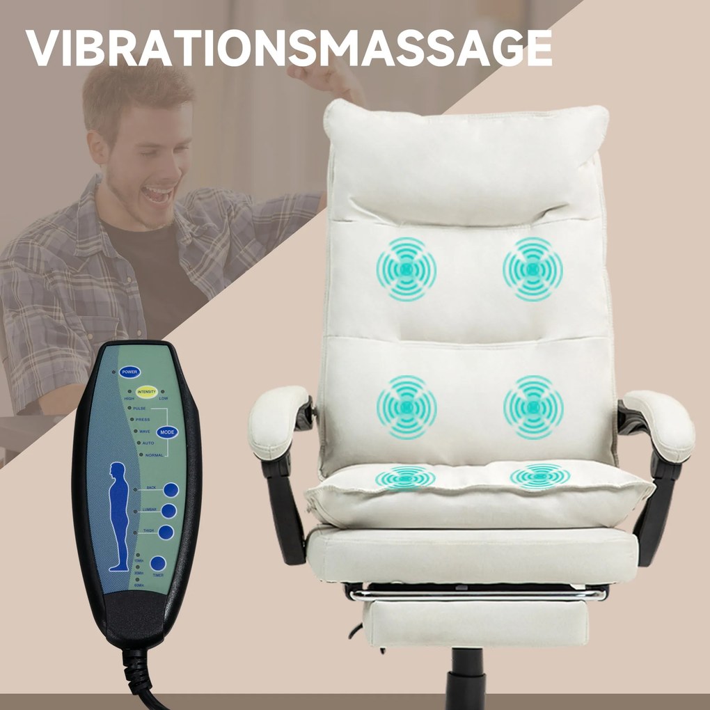 Kancelářská židle Vinsetto s 6bodovou masáží, ergonomická herní židle s funkcí polohování, výškově nastavitelná manažerská židle s podnožkou, nosnost…