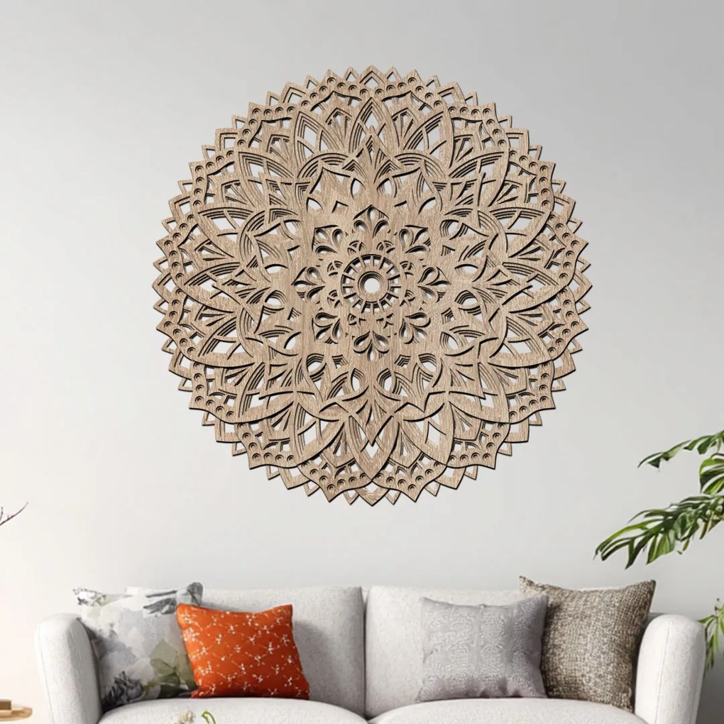 dřevo života 4 vrstvá mandala KVETOUCÍ DUŠE Zvolte rozměr (cm): 60x60, Zvolte barvu dekoru: Dub sonoma-Ořech