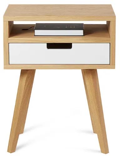 Benlemi Dřevěný noční stolek ve scandi stylu HYLLE bílý Zvolte kvalitu dřeva: 2. Kombinace dubového masivu a dýhované DTD desky