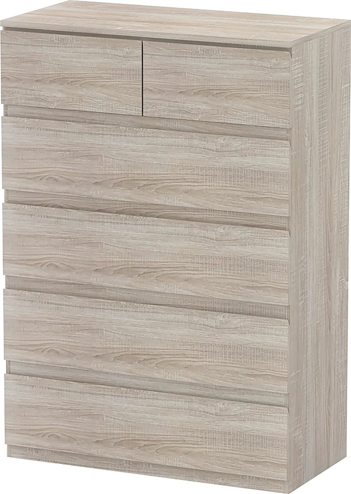 HOMCOM Komoda se 6 šuplíky s minimalistickým designem bez úchytek - 80 x 39 x 115 cm - Přírodní dřevo