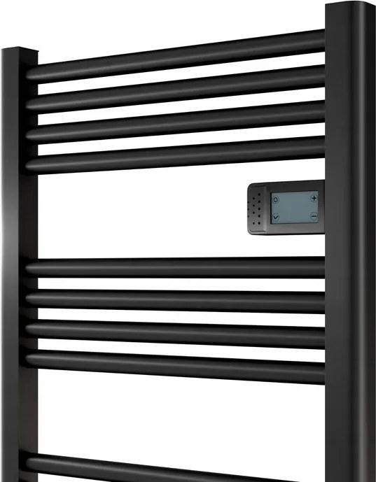 Erga Pago, elektrické topné těleso 960x540 mm s digitálním termostatem, 500W, černá matná, ERG-LAV-GRZE-E-ALU-960540-BK