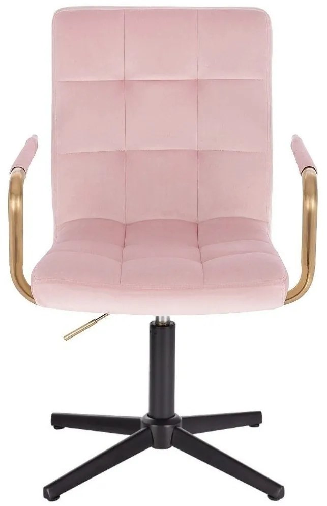 LuxuryForm DESIGN Otočná židle VERONA GOLD VELUR na černém kříži - růžová
