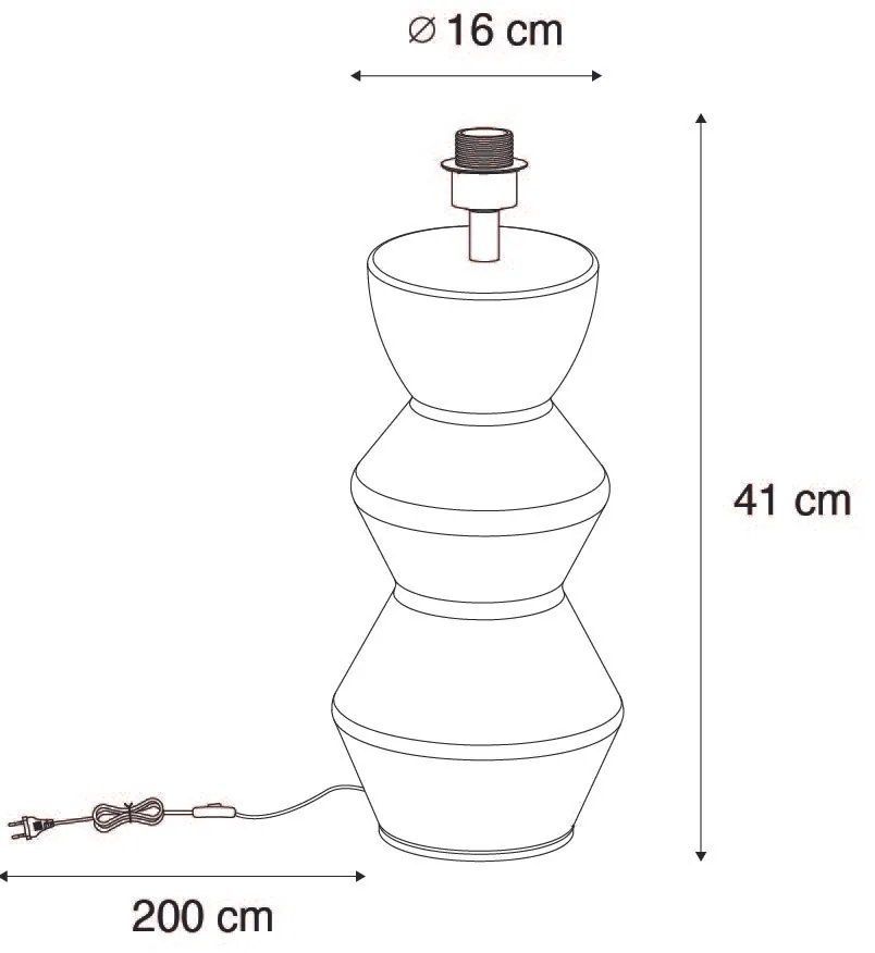 Designová stolní lampa černá keramika 16 cm bez stínidla - Alisia