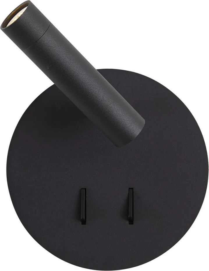 Moderní černá nástěnná lampa vč. LED s USB-C - Croft