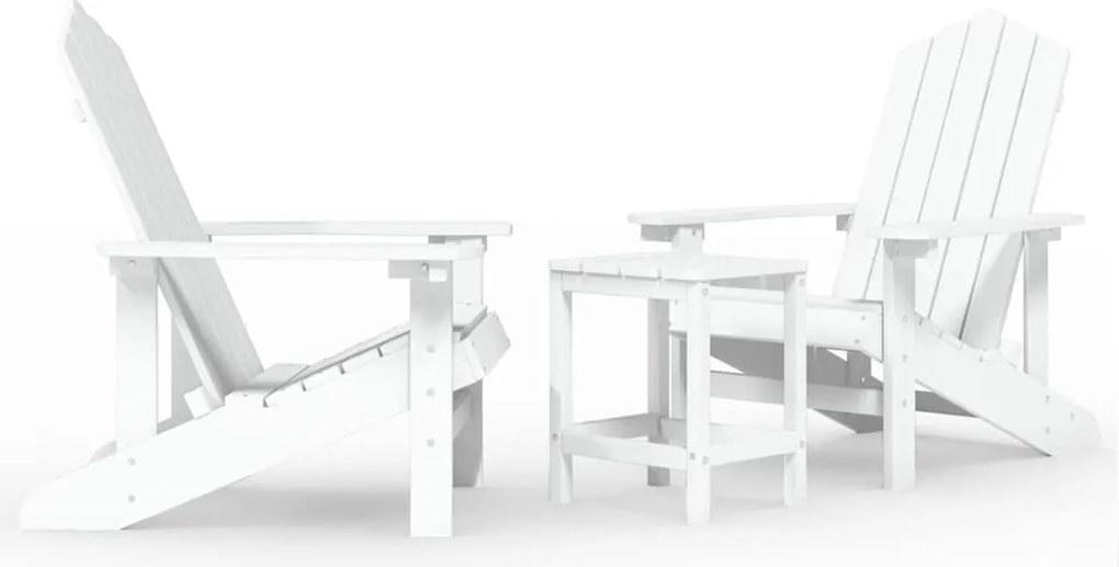 Zahradní křesla Adirondack se stolkem HDPE bílá 3095704