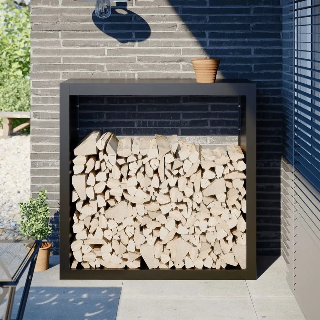 vidaXL Stojan na palivové dřevo 100 x 40 x 100 cm nerezová ocel [850974] Barva: Ocel/Zelený