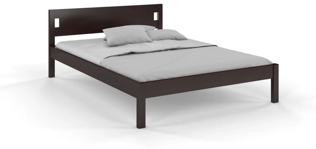 Dřevěná postel Visby LAXBAKEN z borovice / 120x200 cm, barva palisandr