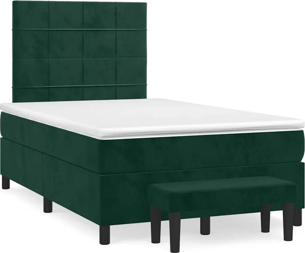 Box spring postel s matrací tmavě zelená 120 x 200 cm samet 3137836