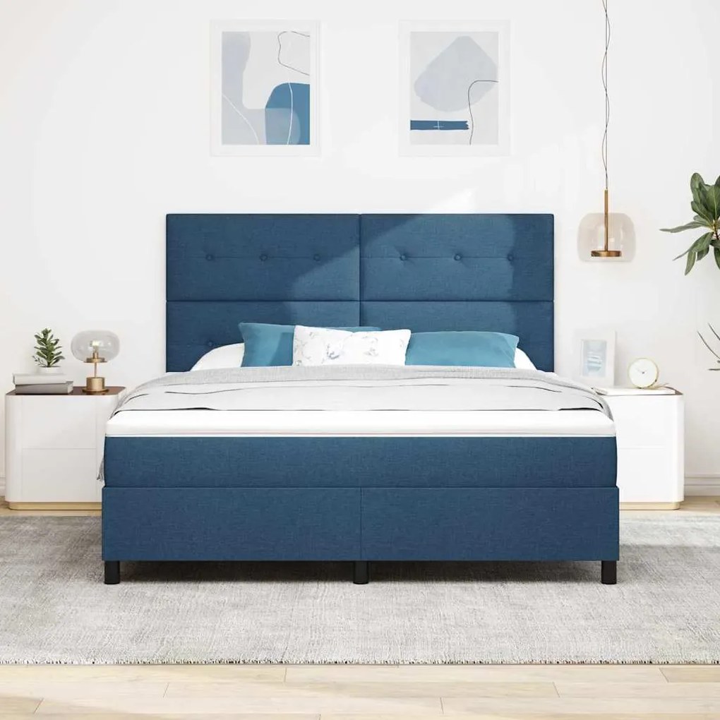 Postel s boxspringem s čelo Modrá 180 x 200 cm textil 3339412