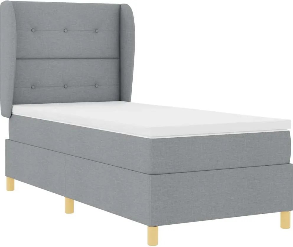 Postel s boxspringem s čelo Světle šedá 200 x 80 cm textil 3340718