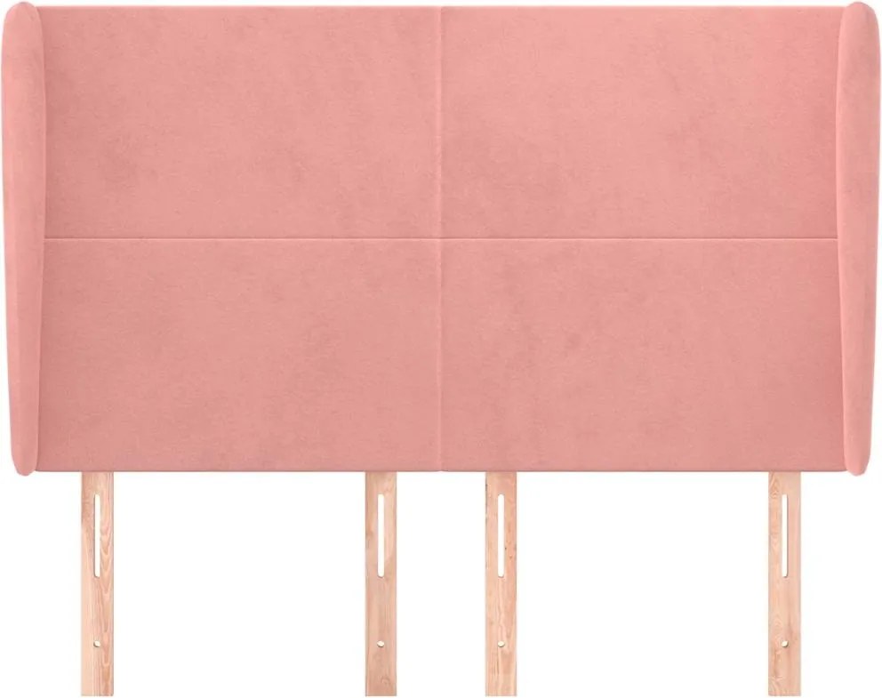 Čelo postele typu ušák růžové 147x23x118/128 cm samet 3117729