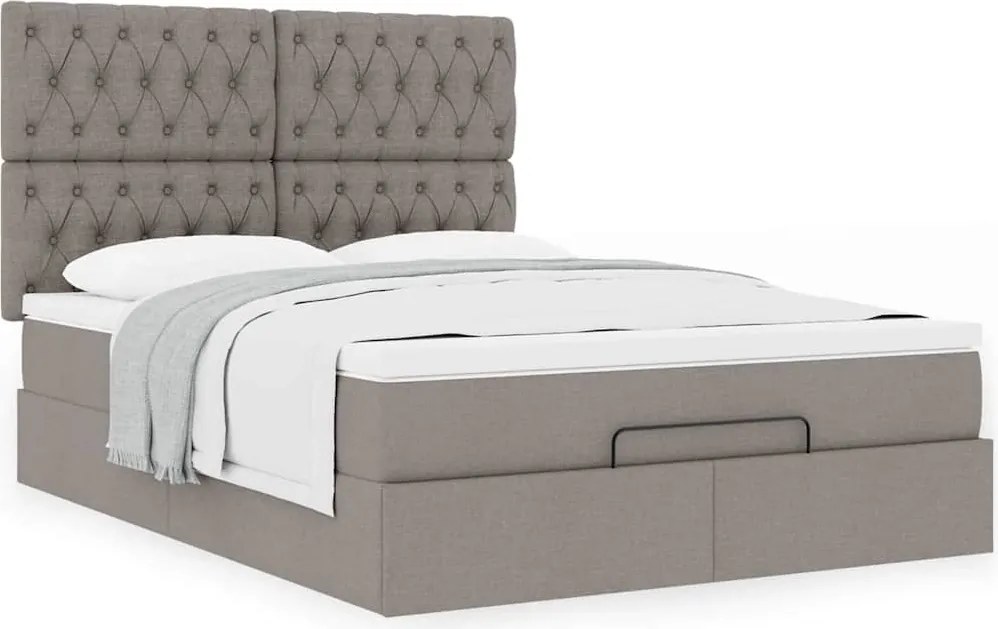 Osmanský rám postele s matrací taupe 140x200cm textil 3313248
