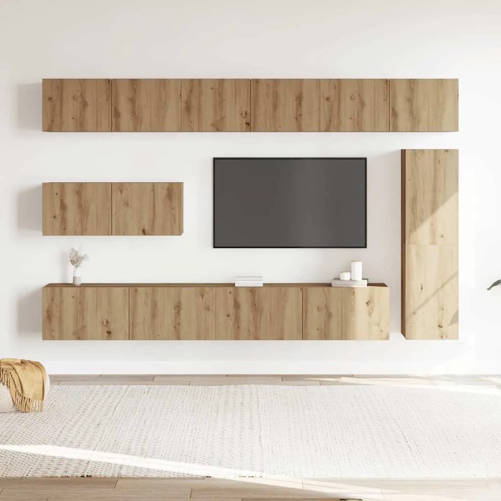 Sada 7 kusů nástěnné TV skříňka dub artisan kompozitní dřevo 3329214